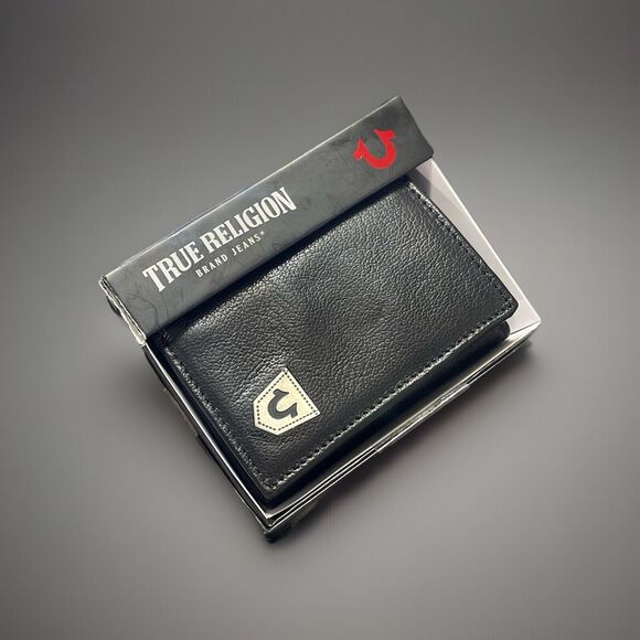 True Religion | Accessories | True Religion Mens Leather Black Trifold ...